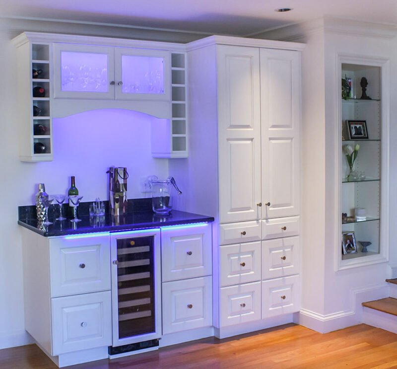 Custom Bar Designs: White Cabinets and a Mini-Cooler - Dream Kitchens